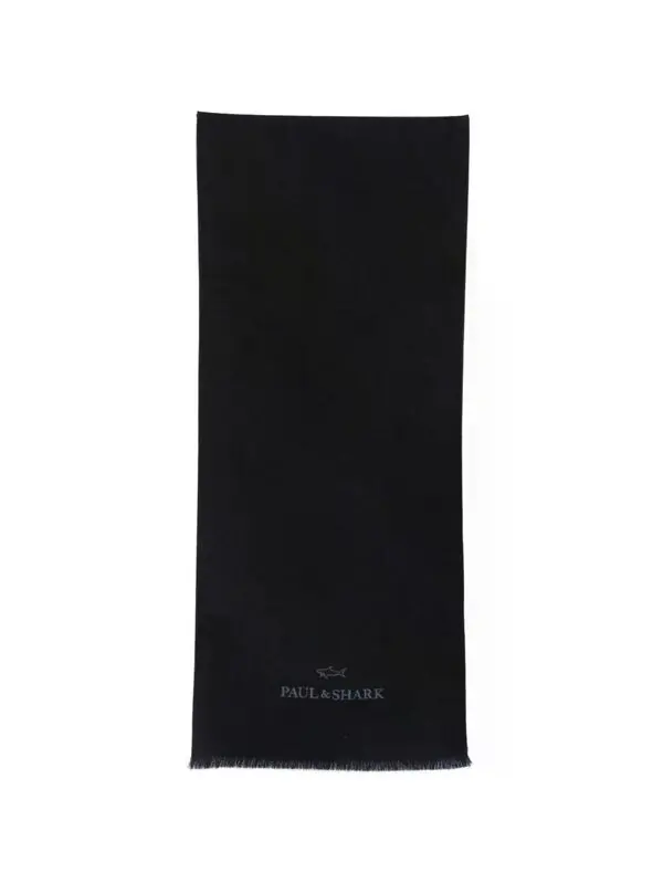 Paul & Shark Logo-embroidered Fringed Scarf - Blue