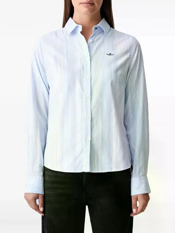 AERONAUTICA MILITARE Striped Embroidered-logo Shirt