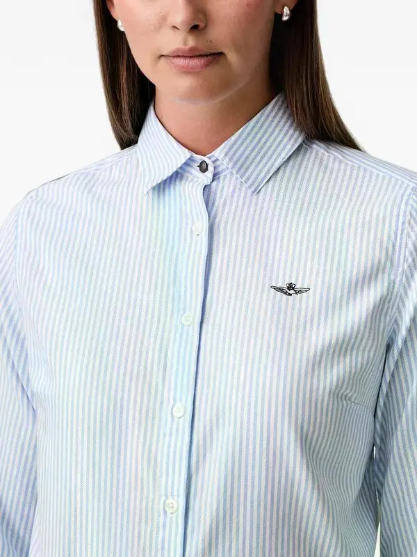 AERONAUTICA MILITARE Striped Embroidered-logo Shirt