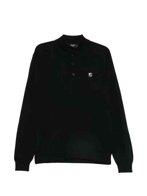 Fendi Long-sleeve Ff-plaque Polo Shirt