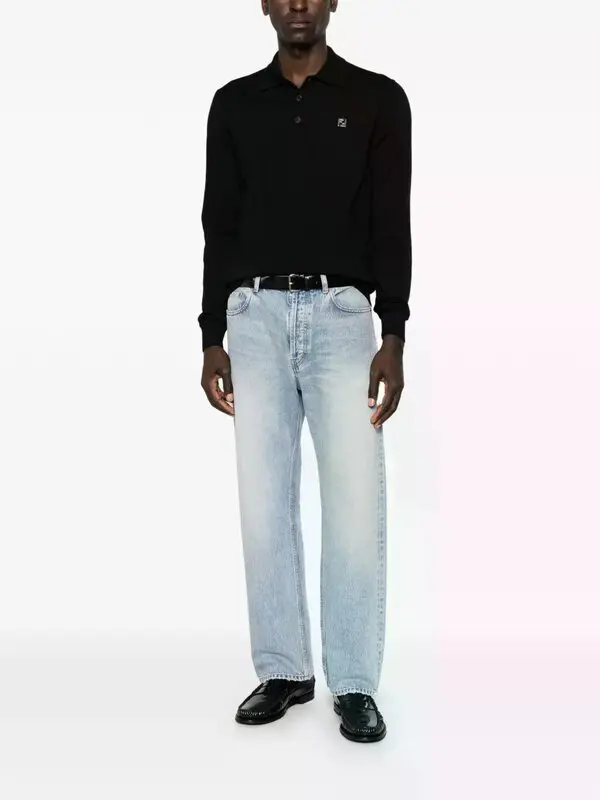 Fendi Long-sleeve Ff-plaque Polo Shirt