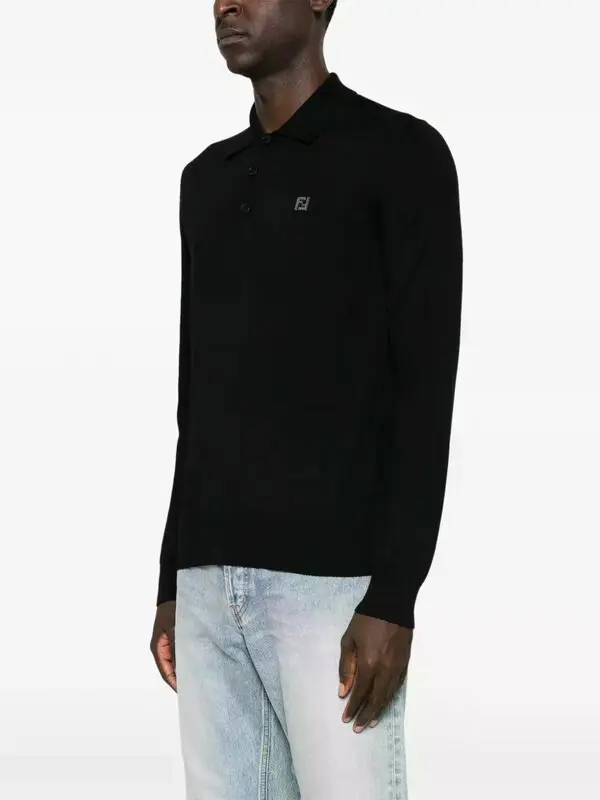 Fendi Long-sleeve Ff-plaque Polo Shirt