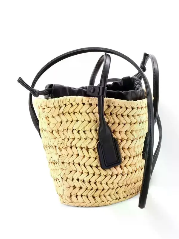Bottega Veneta Arco Basket Bag Raffia With Leather Small Shoulder Bag