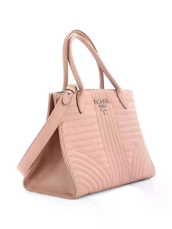 Prada Convertible Open Diagramme Quilted Leather Medium Tote Bag