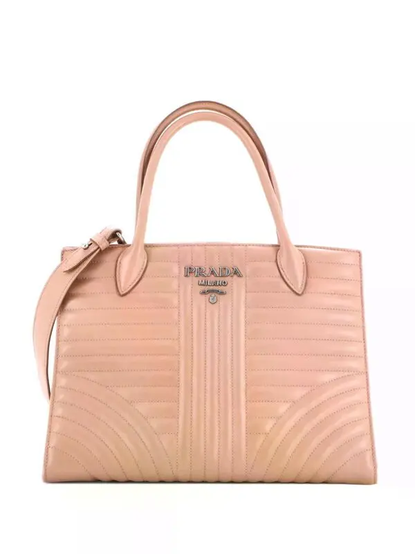 Prada Diagramme Quilted Leather Medium Tote Bag