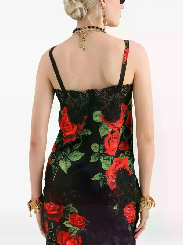 Dolce & Gabbana Rose-print Satin Top