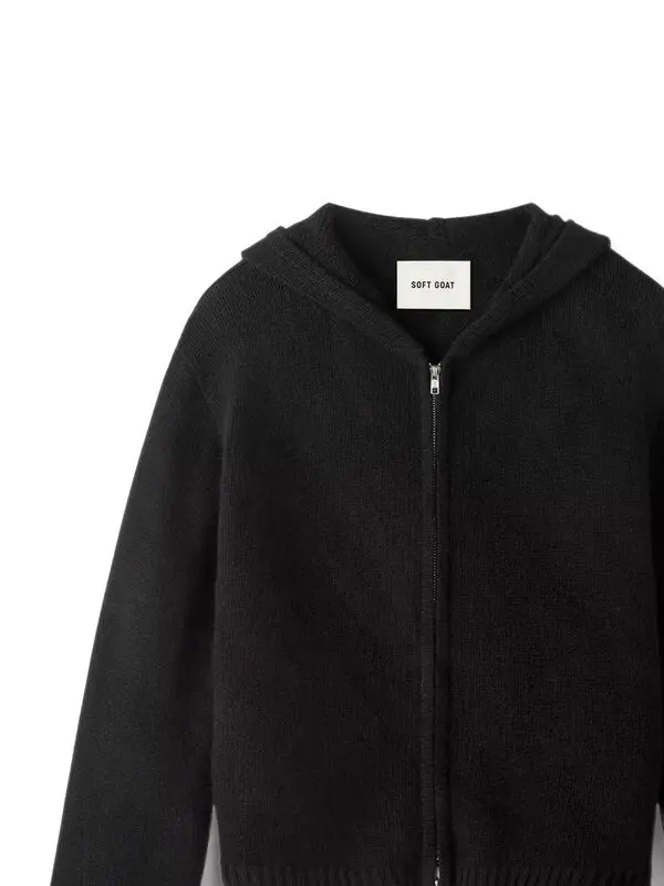 Soft Goat Cashmere Hooded Zip-up Jacket