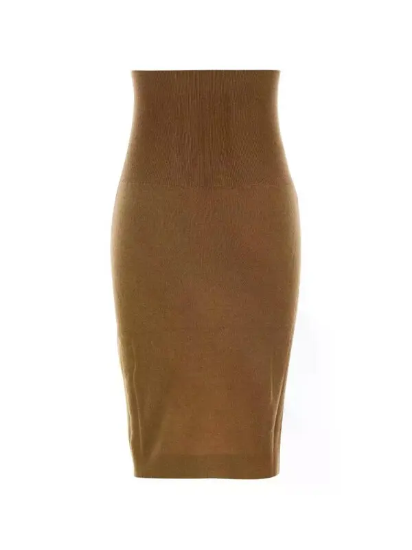Stella McCartney Ribbed-knit Midi Skirt - Brown