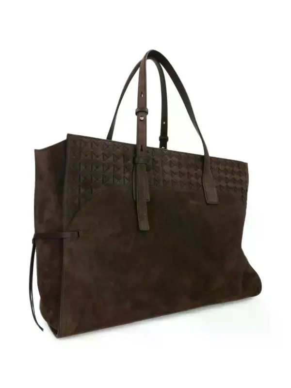 SERAPIAN Large Mosaico Suede Tote Bag