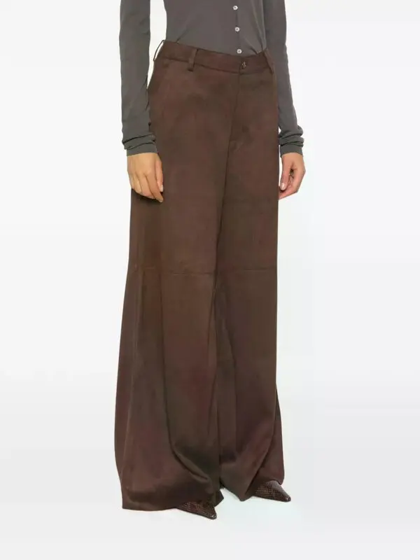 ELEH Suede-effect Wide-leg Trousers