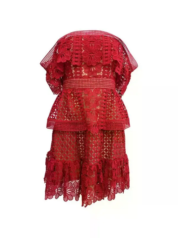 SELF-PORTRAIT Off-shoulder Guipure Lace Dress