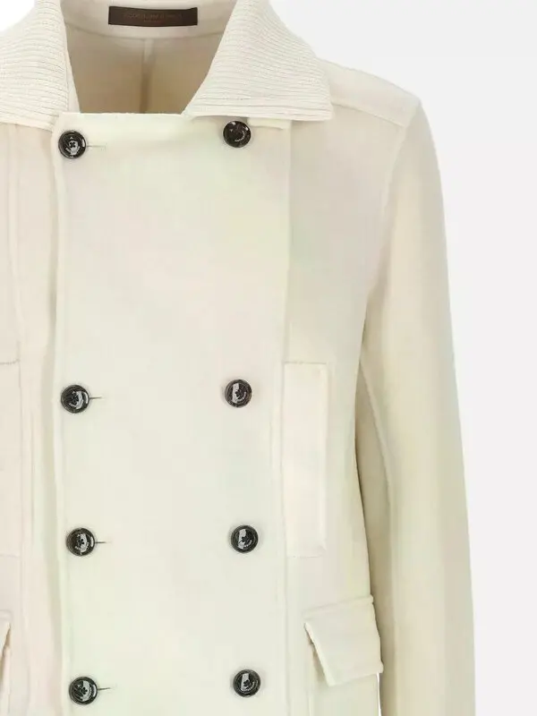 ON THE BUND Double-breasted Ribbed-collar Coat