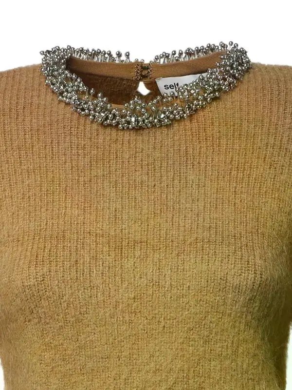 SELF-PORTRAIT Embellished-neckline Knitted Sweater