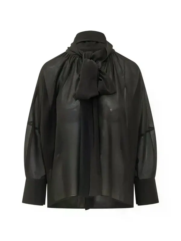 LE SULLY STUDIO Pussy-bow Semi-sheer Blouse