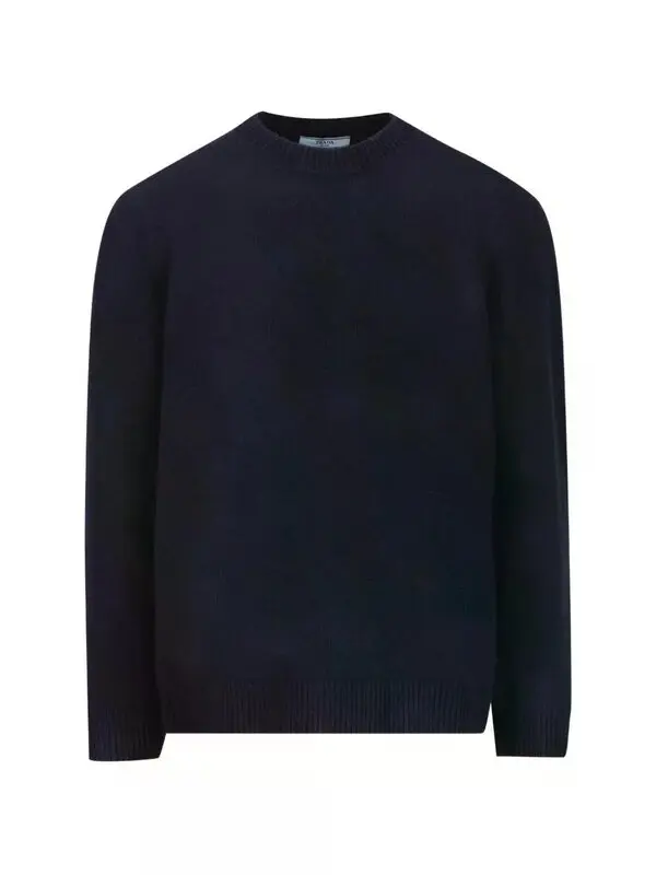 Prada Leather-patch Crew-neck Sweater