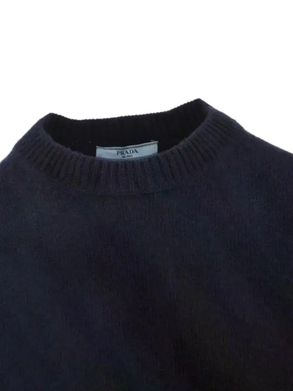 Prada Leather-patch Crew-neck Sweater
