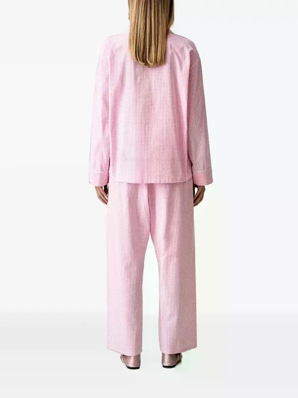 Sleeper Gingham Floral-appliqué Pajama Top