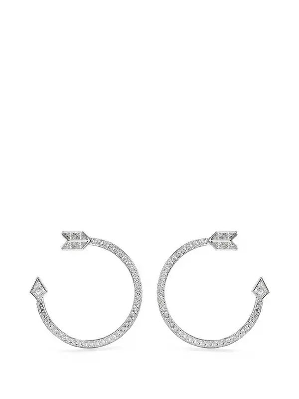 SWAROVSKI Idyllia Crystal-embellished Arrow Hoop Earrings - Silver