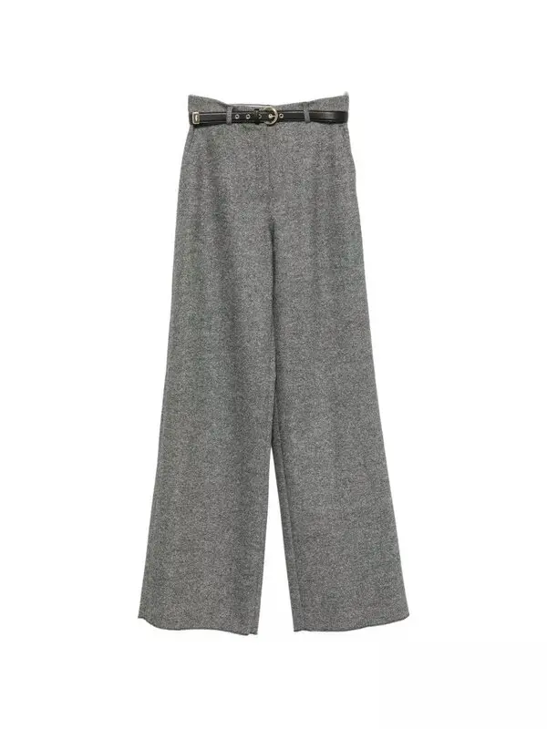 Max Mara Belted Wool Trousers - Grey