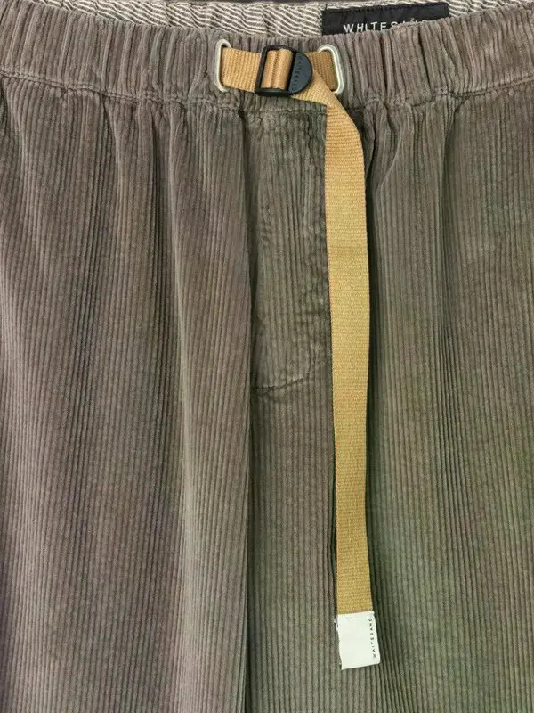 WHITE SAND Belted Corduroy Trousers - Grey