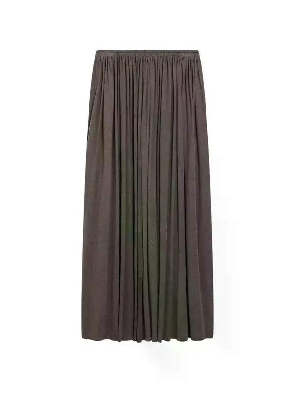 Max Mara Long Pleated Skirt In Lightweight Jersey - Brown