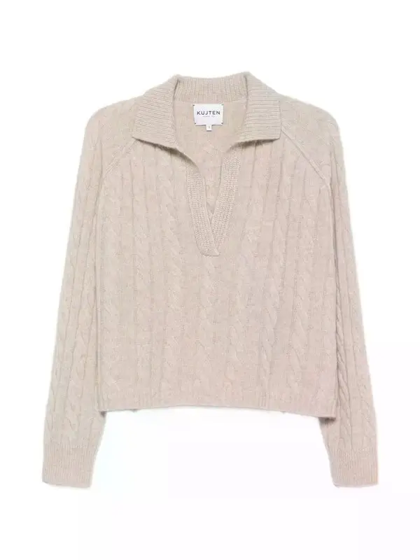 KUJTEN Cable-knit Polo Sweater