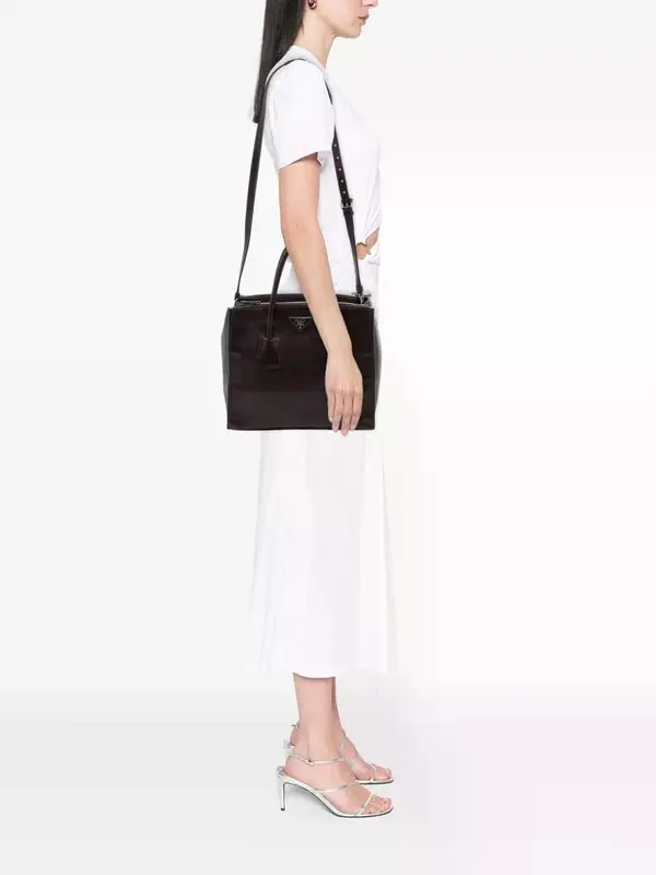 Prada Glace Calf Twin Pocket Double Handle Satchel