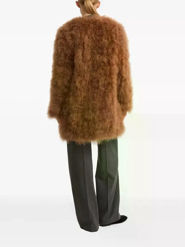 YVES SALOMON Feather-detailing Coat - Brown