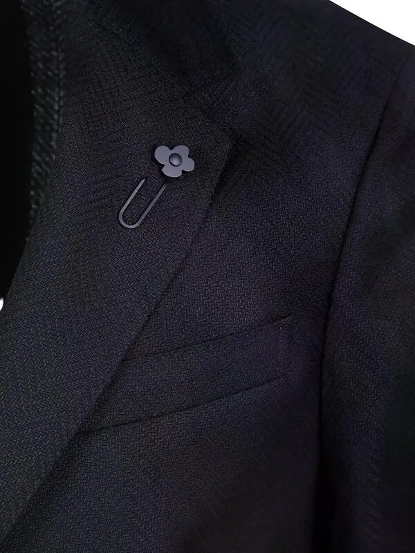 LARDINI Herringbone-pattern Single-breasted Blazer