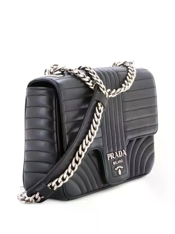 Prada Diagramme Quilted Leather Large Shoulder Bag