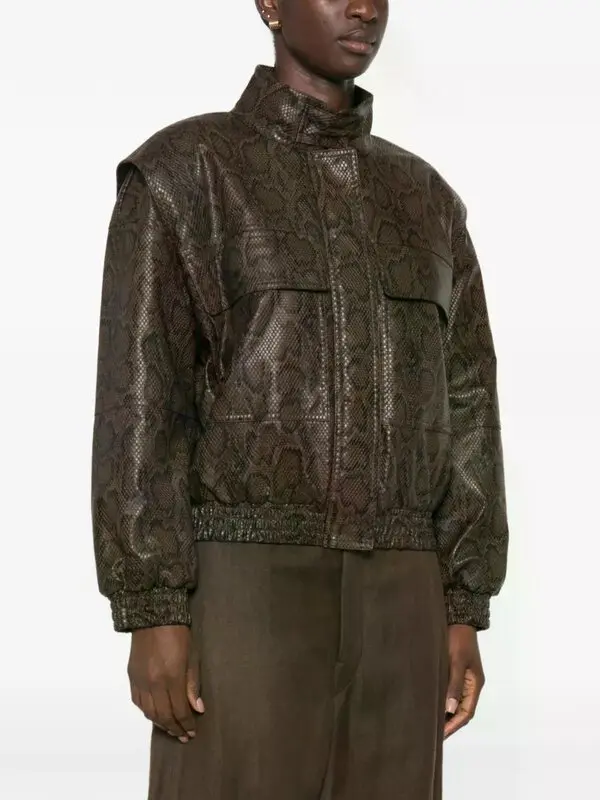 TWINSET Snake-effect High-neck Jacket