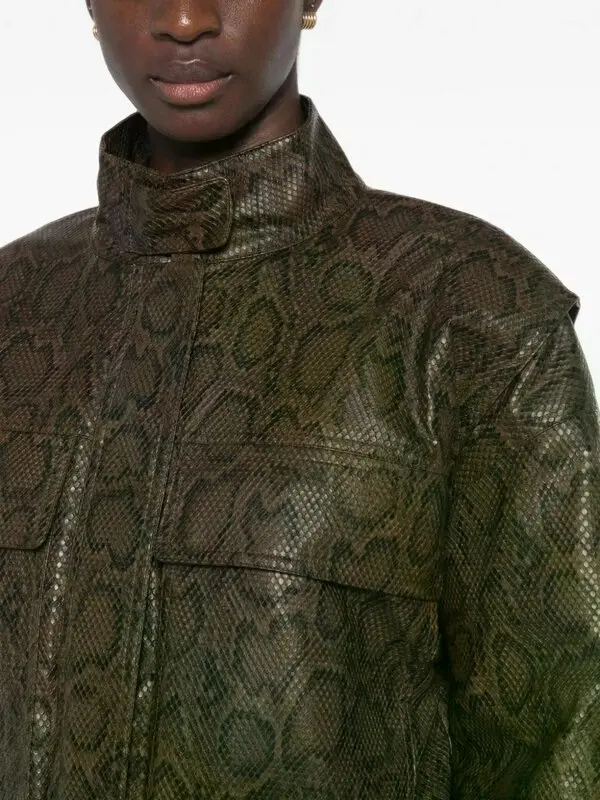 TWINSET Snake-effect High-neck Jacket