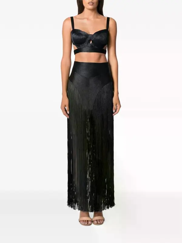NORINA ST Fringe-trimmed Cutout Skirt Set