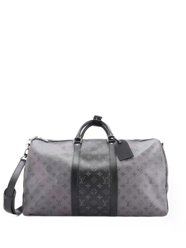 LOUIS VUITTON Keepall Bandouliere Reverse Monogram Eclipse Canvas 50 Travel Bag
