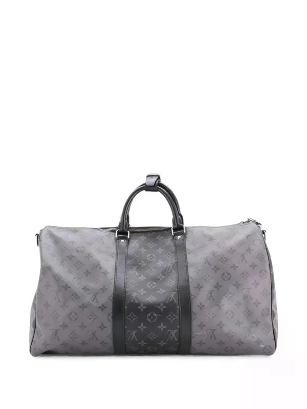 LOUIS VUITTON Keepall Bandouliere Reverse Monogram Eclipse Canvas 50 Travel Bag