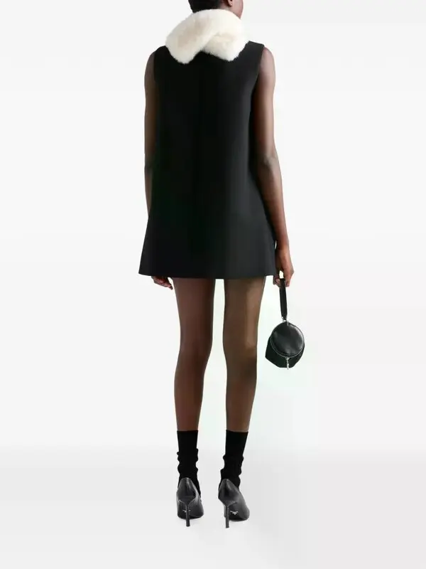 Prada Embroidered Natté-fabric Mini Dress