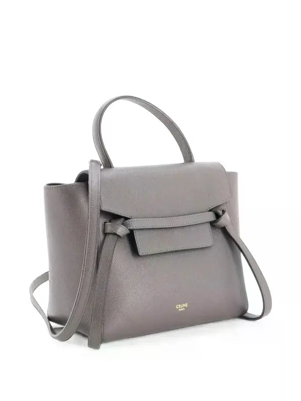 Celine Textured Leather Nano Shoulder Bag - Grey