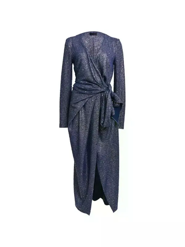 Talbot Runhof Glittered Wrap Maxi Dress