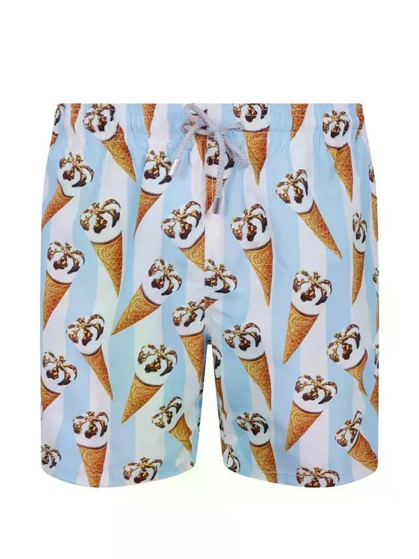 MC2 SAINT BARTH Ice-cream-print Striped Swim Shorts - Blue