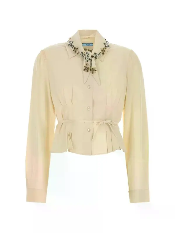 Prada Crystal-embellished Peplum Blouse