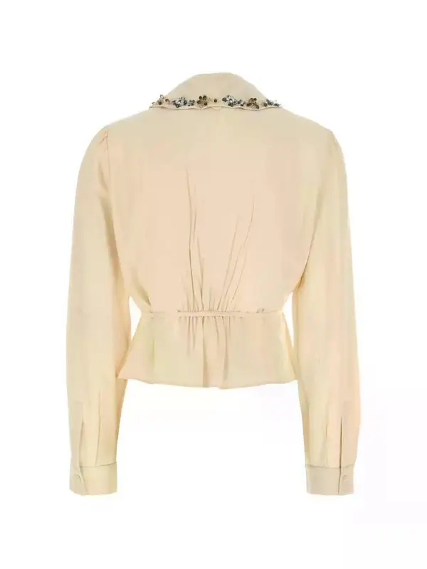 Prada Crystal-embellished Peplum Blouse