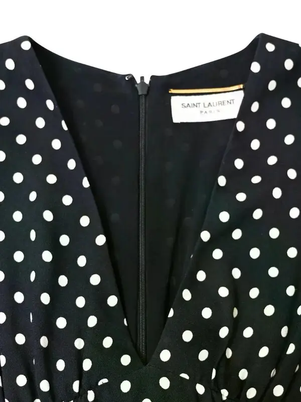 Saint Laurent Polka Dot V-neck Dress