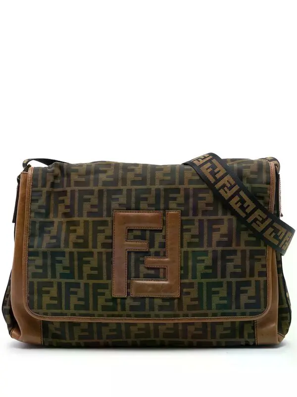 Fendi 2000-2010 Zucca Canvas Ff Messenger Bag Crossbody Bag