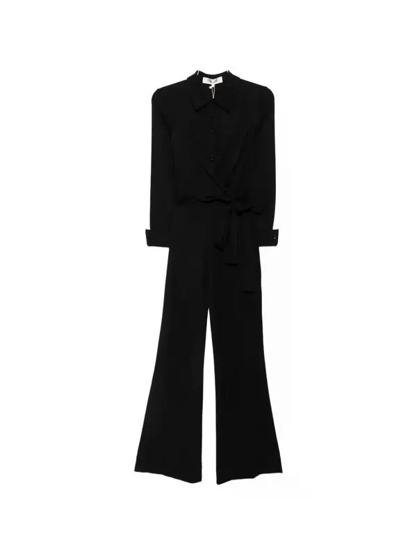 Diane Von Furstenberg Michele Wrap-front Long-sleeve Jumpsuit - Black