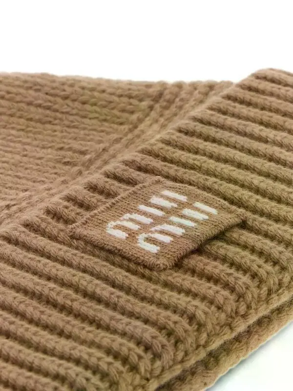 Miu Miu Camel Wool Blend Beanie Hat