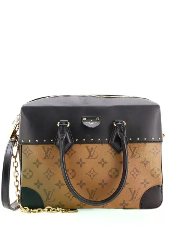 LOUIS VUITTON Reverse Monogram Canvas And Leather City Malle Handbag Mm Satchel - Black