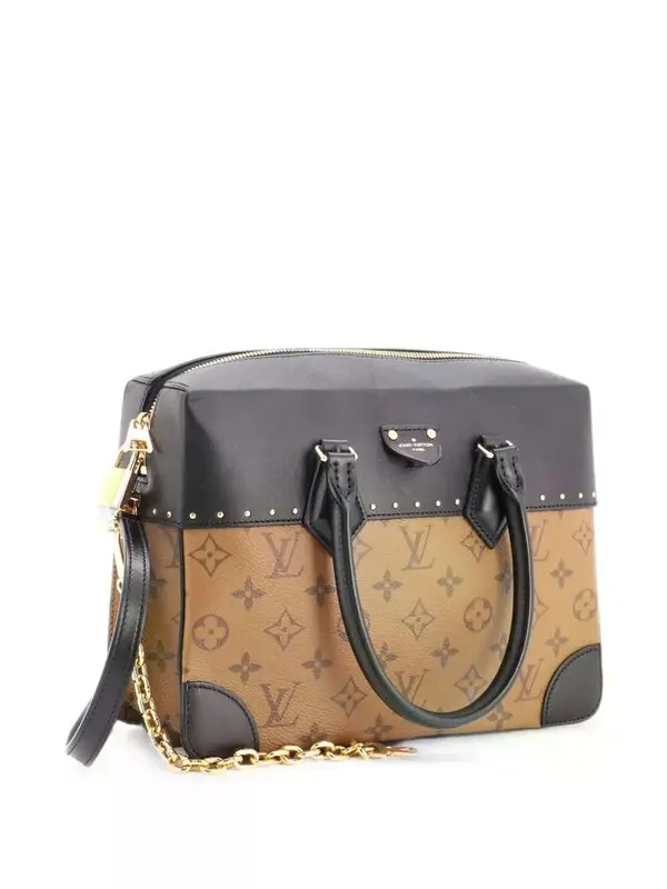 LOUIS VUITTON Reverse Monogram Canvas And Leather City Malle Handbag Mm Satchel - Black