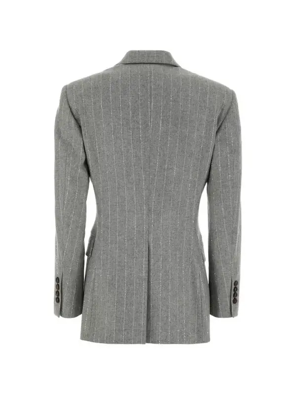 Brunello Cucinelli Sequin-embellished Double-breasted Blazer - Grey