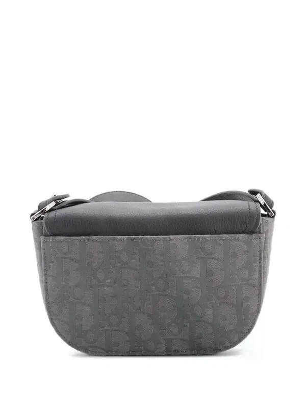 Dior Oblique Canvas And Leather Mini Crossbody Bag - Grey