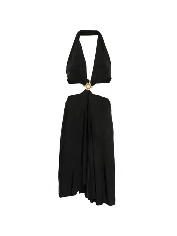Balmain Cut-out Halterneck Midi Dress - Black